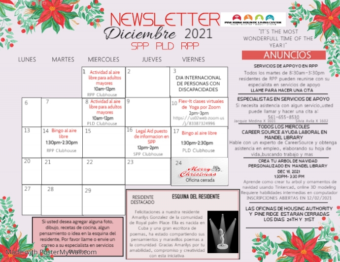 Copy of SPANISH CHRISTMAS Calendar monthly planning Template | PosterMyWall