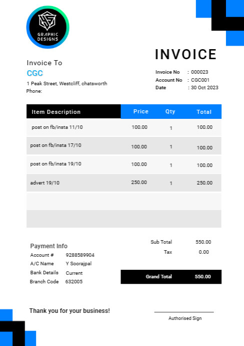 Copy of Invoice Template Design | PosterMyWall