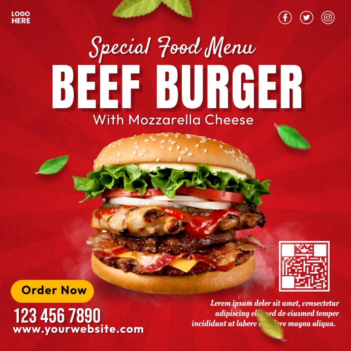 Beef Burger Ads Template | PosterMyWall