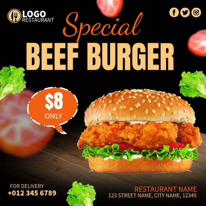 Beef Burger Template | PosterMyWall