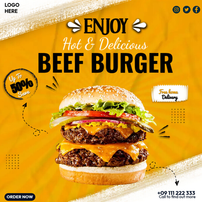 Beef Burger Menu Template | PosterMyWall