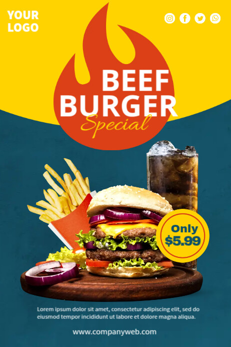 Beef Burger Menu Poster Template | PosterMyWall