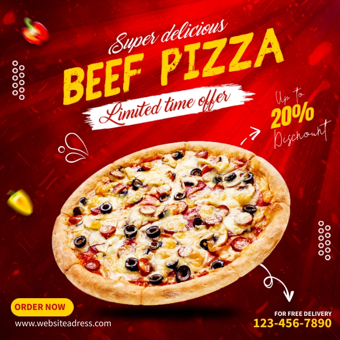 Beef Pizza Promo Template | PosterMyWall