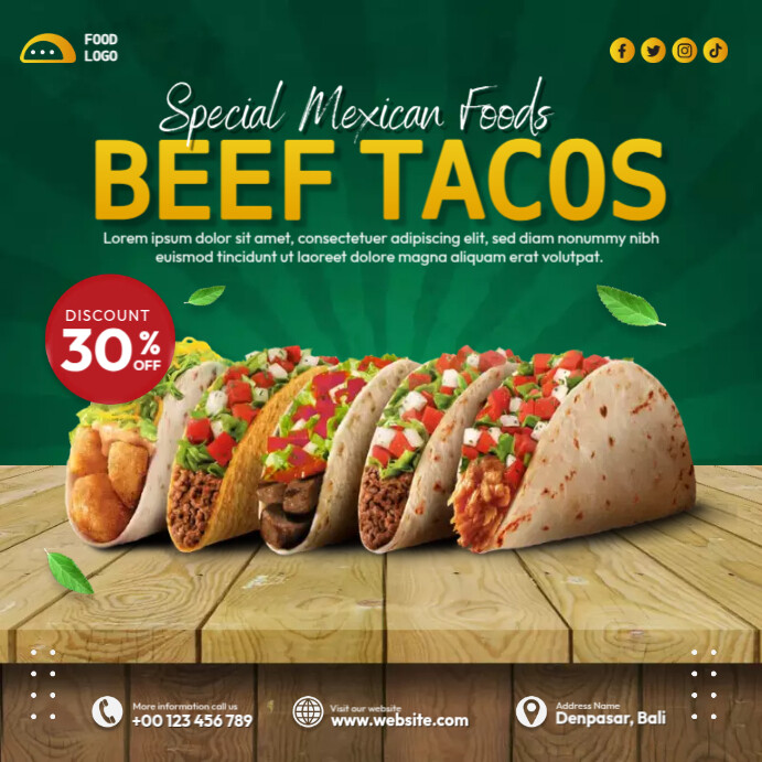 Beef Tacos Template | PosterMyWall