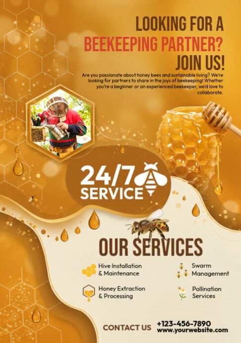 Beekeeping Partner Flyer Template | PosterMyWall