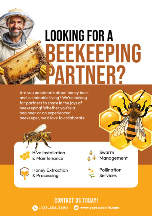 Beekeeping Service Flyer Template | PosterMyWall