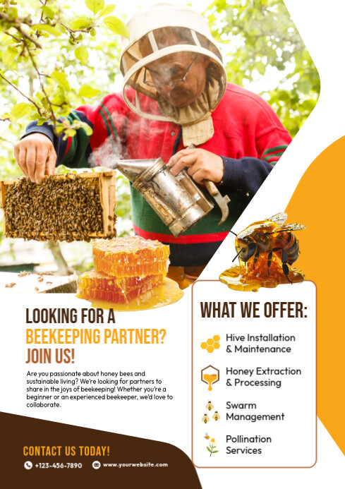 Beekeeping Service Flyer Template | PosterMyWall