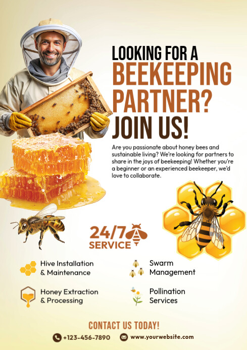 Beekeeping Service Flyer Template | PosterMyWall