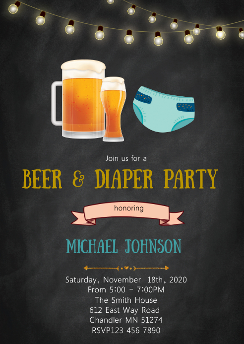 Beer Diaper Party Invite Templates