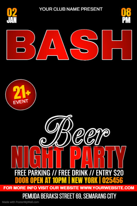 Plantilla de Beer Bash Night Party | PosterMyWall