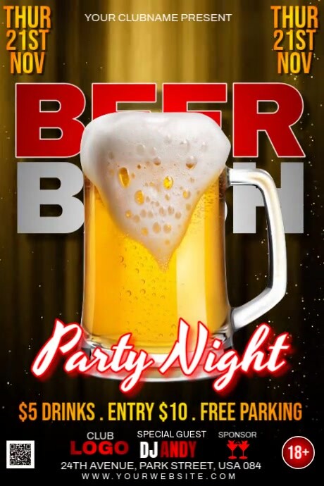 Beer Bash Party Night Template | PosterMyWall