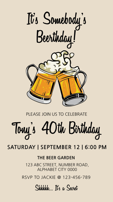Beer Birthday Invitation Template | PosterMyWall