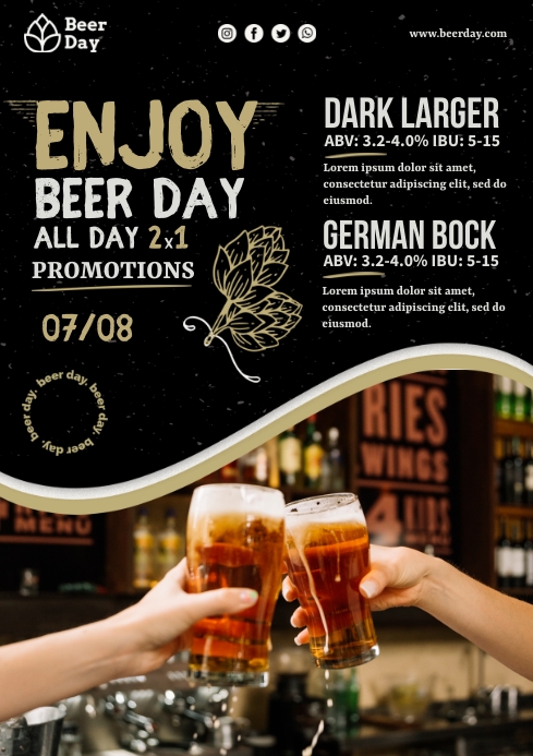 Beer Day Menu Poster Template | PosterMyWall