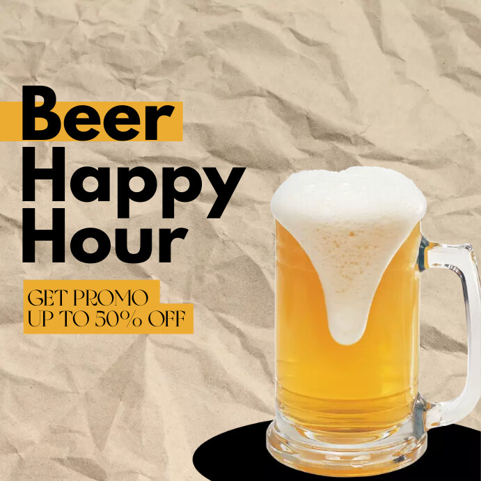 BEER HAPPY HOUr BAR TEMPLATE | PosterMyWall
