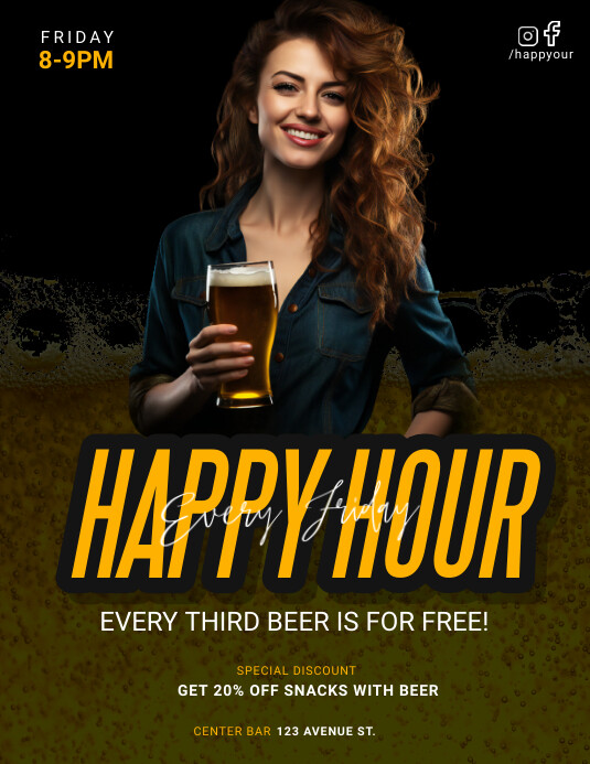 Beer happy hour Flyer Template | PosterMyWall
