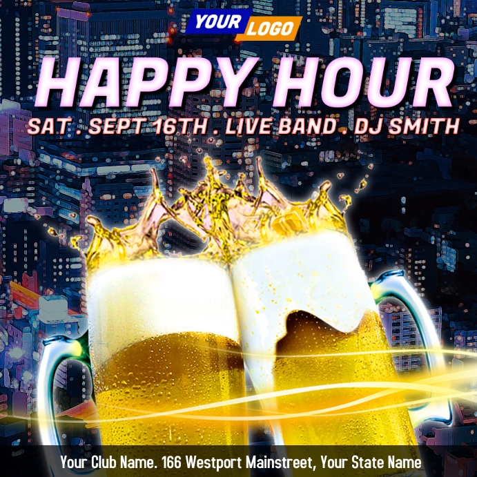Beer Happy Hour Promotion Template | PosterMyWall