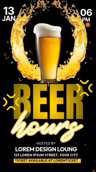 Plantilla de Beer Hours Night | PosterMyWall