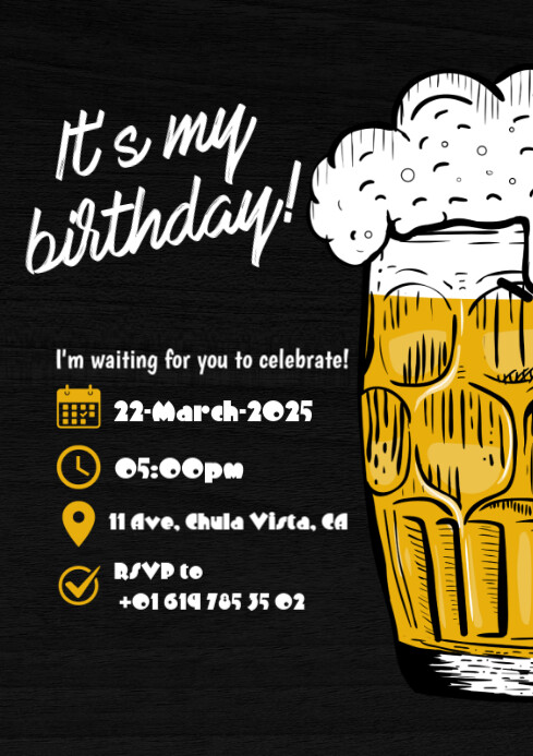beer invitation for men's birthday Template | PosterMyWall