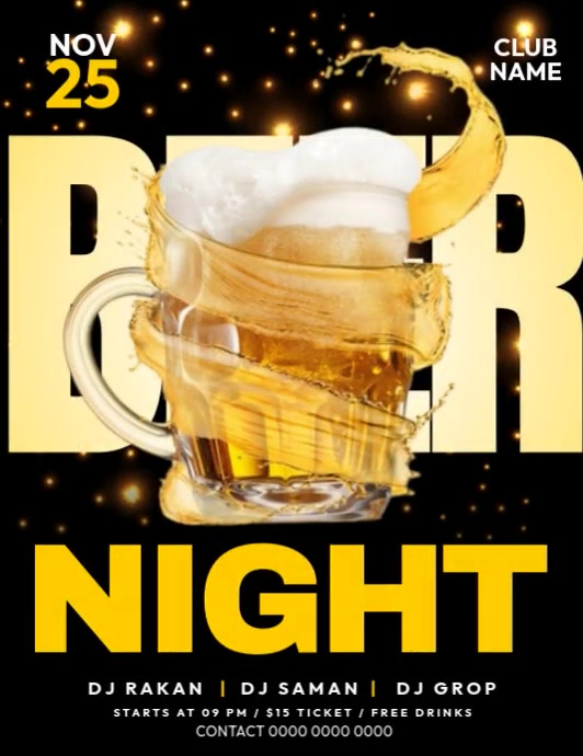 Plantilla de Beer Night Ads | PosterMyWall