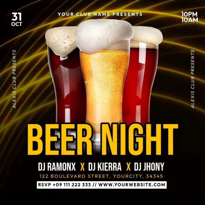 Plantilla de Beer Night | PosterMyWall