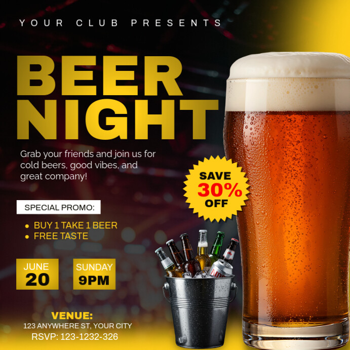 BEER NIGHT Template | PosterMyWall