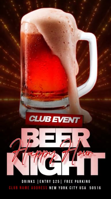 Beer Night Happy Hour Template | PosterMyWall
