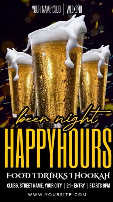 Plantilla de Beer Night Happy Hours | PosterMyWall