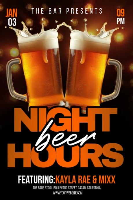 Plantilla de Beer Night Hours | PosterMyWall