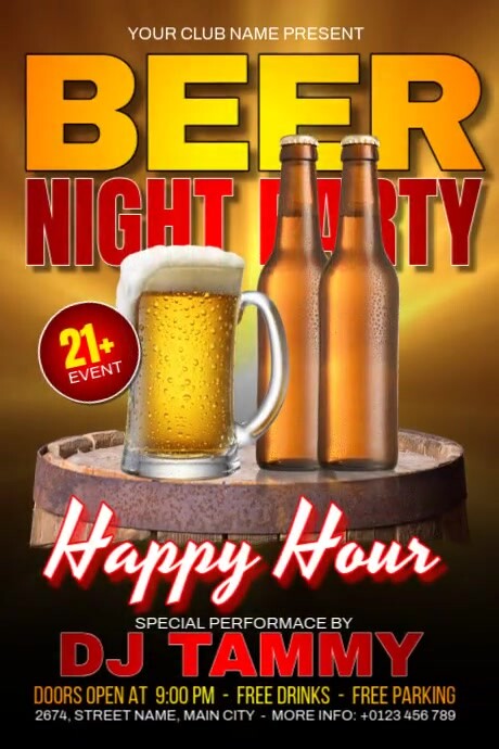 Plantilla de Beer Night Party | PosterMyWall
