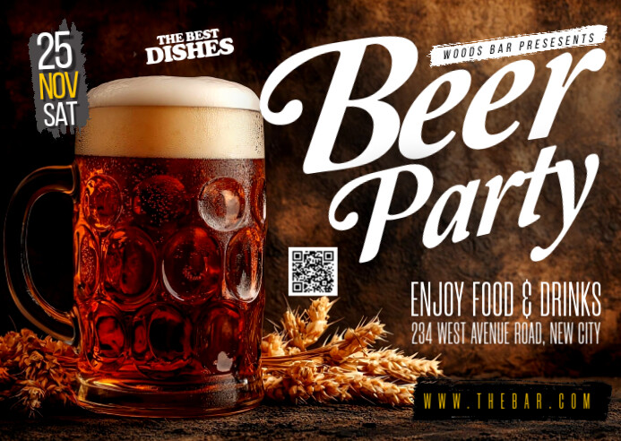 Plantilla de Beer party bar invitation flyer template | PosterMyWall