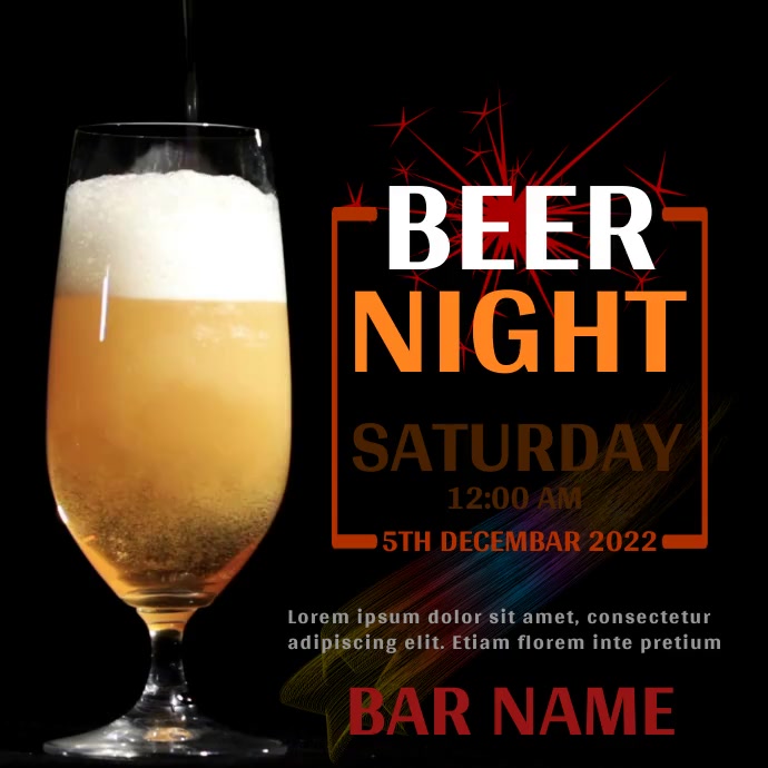 Beer party Bar video flyer Template | PosterMyWall