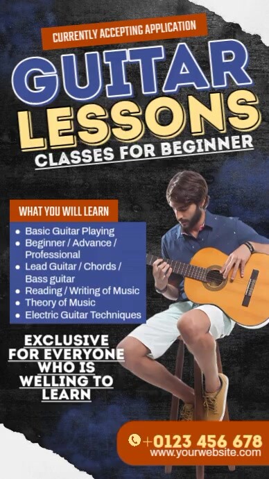 Beginner Guitar Lesson Template Postermywall