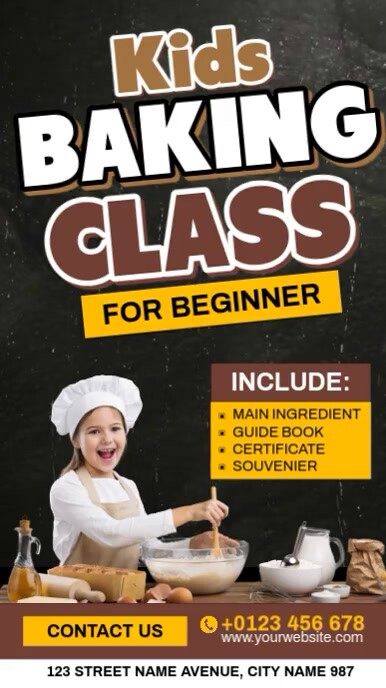 Modèle Beginner Kids Baking Class | PosterMyWall
