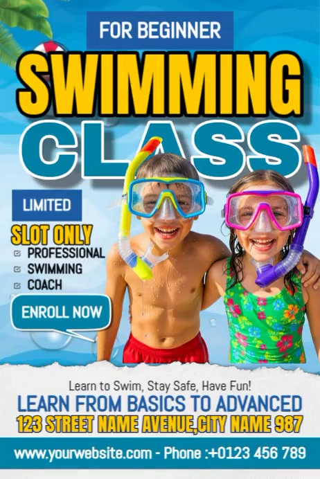 Beginner Swimming Class Template | PosterMyWall