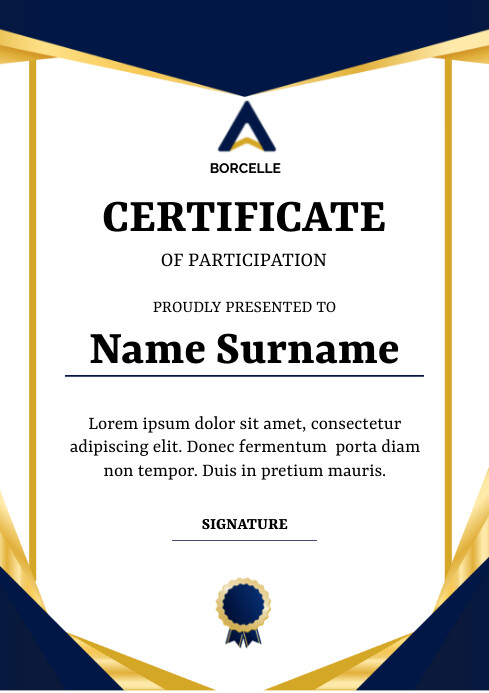 Beige & Navy Geometric Seminar Certificate Template | PosterMyWall