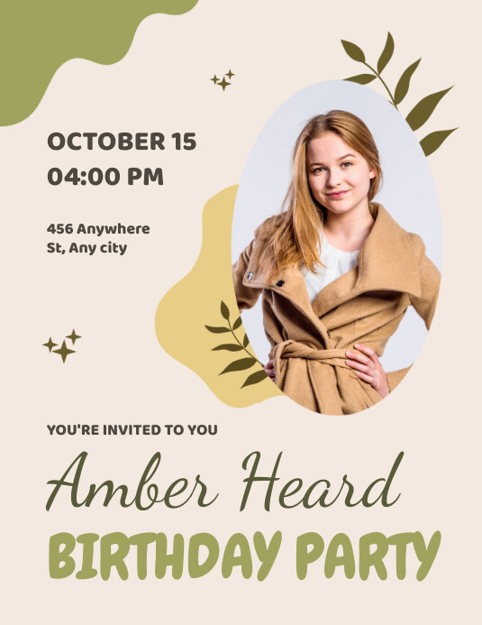 Beige Aesthetic Birthday Party Invitation Template | PosterMyWall