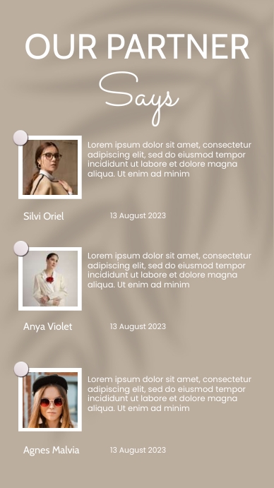 Beige Aesthetic Customer Testimonial Story Template | PosterMyWall