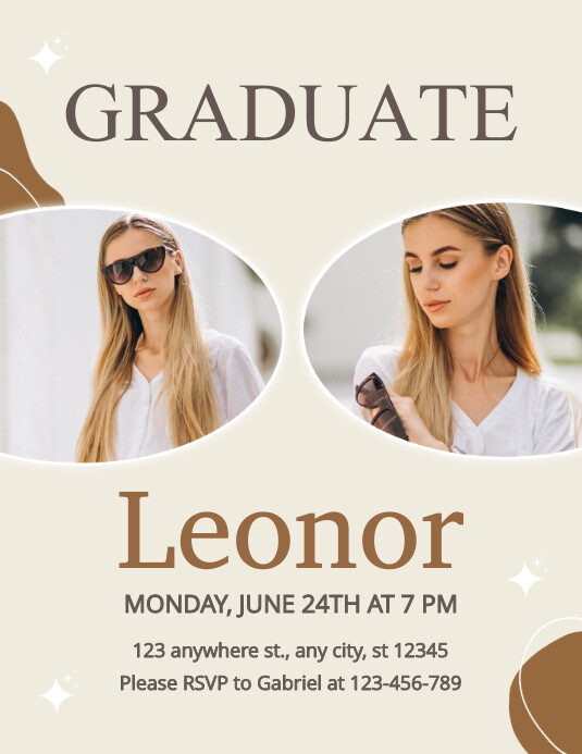 Beige Aesthetic Graduation Party Invitation Templat | PosterMyWall