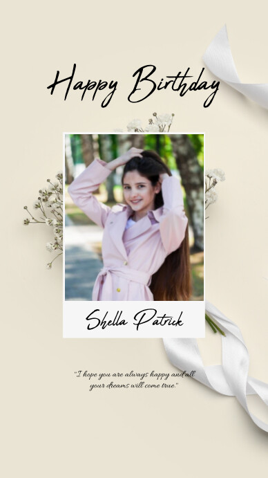 Beige Aesthetic Happy Birthday Greeting Insta Template | PosterMyWall