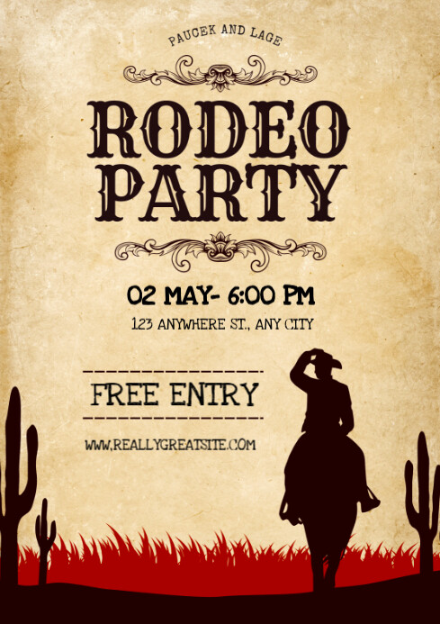 BEIGE AND BROWN RODEO PARTY Template | PosterMyWall