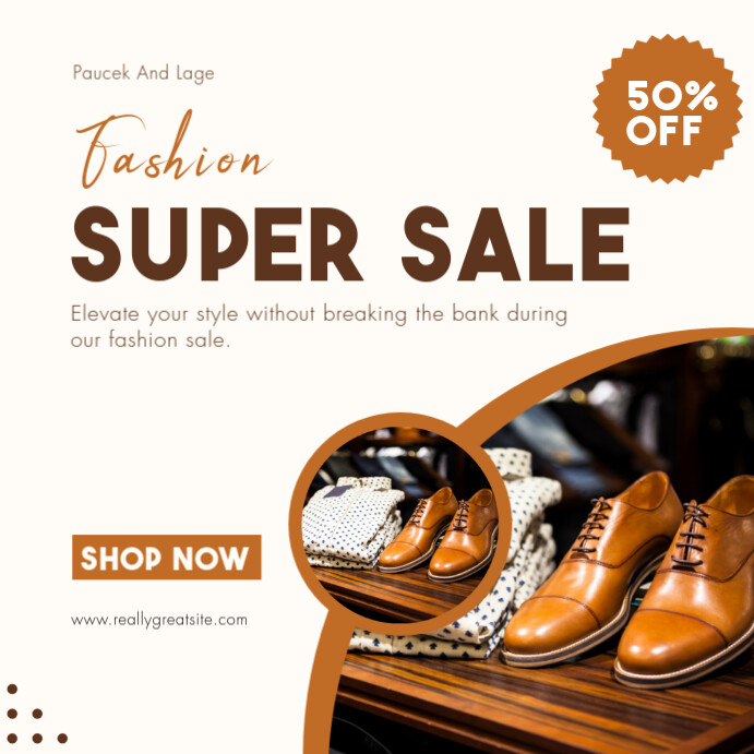 Beige and Brown Simple Fashion Sale Facebook Post Template | PosterMyWall