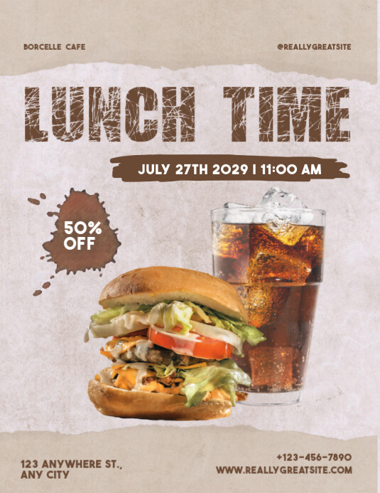 Copy of Beige and Brown Vintage Lunch Time Flyer | PosterMyWall