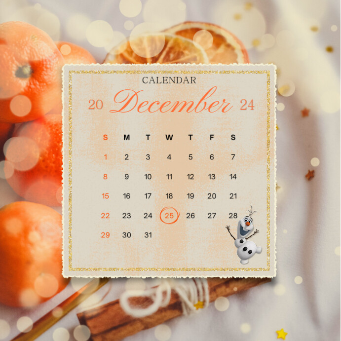 Plantilla de Beige And Orange December Calendar Instagram Post 2024 ...