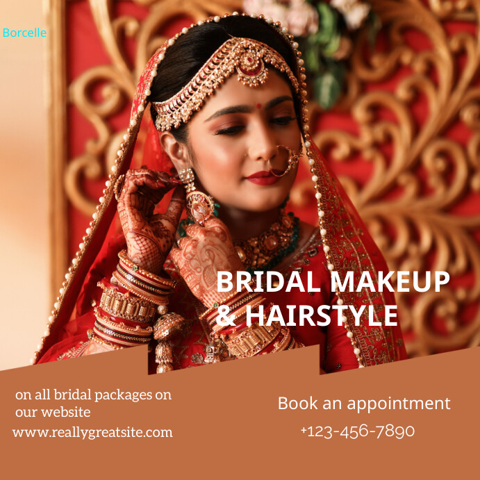 Modèle Beige And Red Modern Bridal Makeup Artist Ins | PosterMyWall