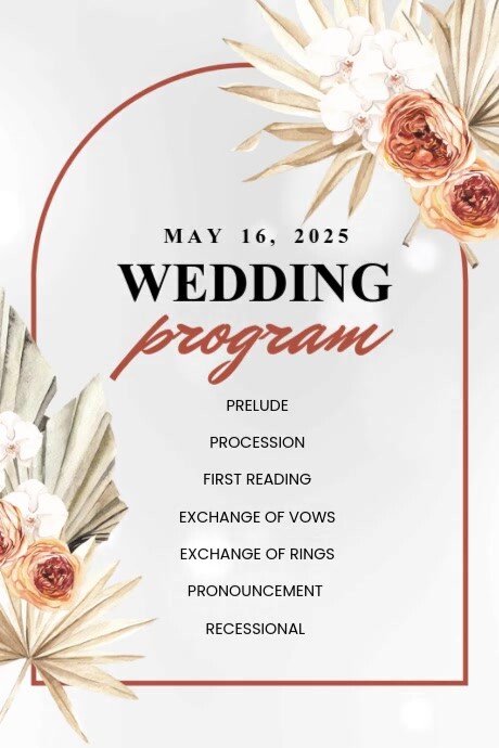 Copy of Beige Floral Wedding Program | PosterMyWall