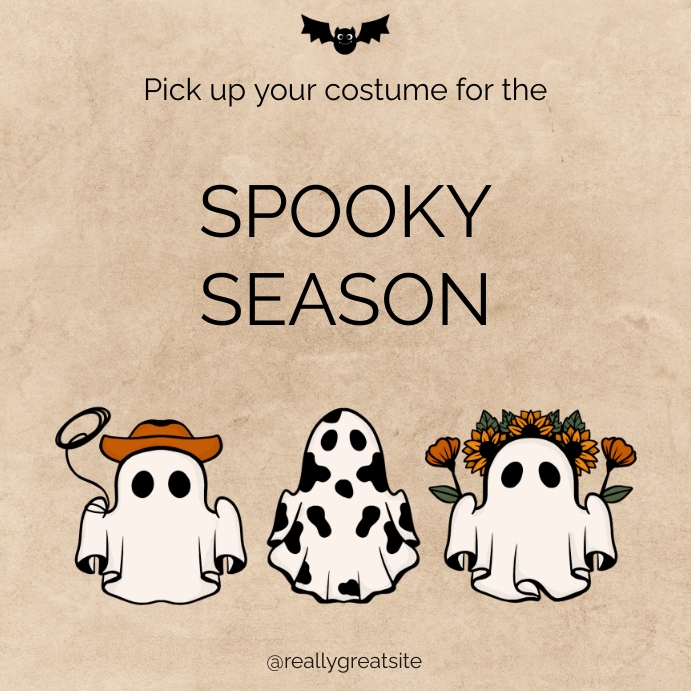 Beige Minimalist Cute Halloween Ghost Post Template | PosterMyWall