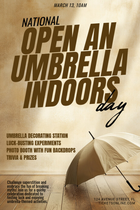 Beige Modern & Minimal National Open An Umbrella Indoors Day Poster ...