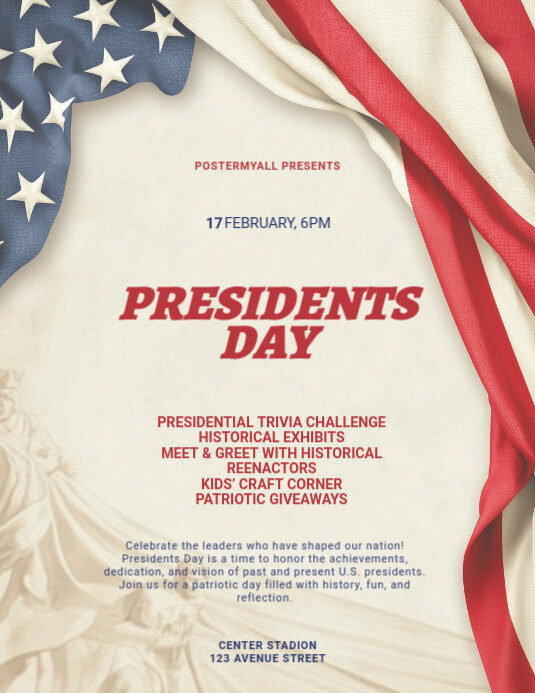 Beige Modern & Minimal Presidents Day Flyer (us Letter) Template ...