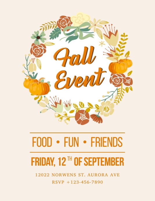Beige Orange Fall Event Invitation Card Template | PosterMyWall