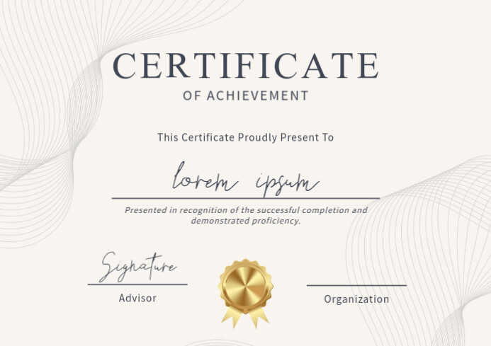 Plantilla de Beige Pastel Certificate A4 | PosterMyWall